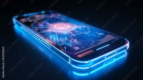 hologram 3d futuristic mobile phone abstract digital user interface