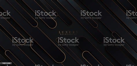 추상적 인 검은 기하학적 모양은 대각선 황금 선과 그림자 장식으로 배경을 형성합니다 현대 럭셔리 대각선 둥근 선이 겹치는 패턴 고급 스러움과 우아한 벡터 일러스트 레이 션