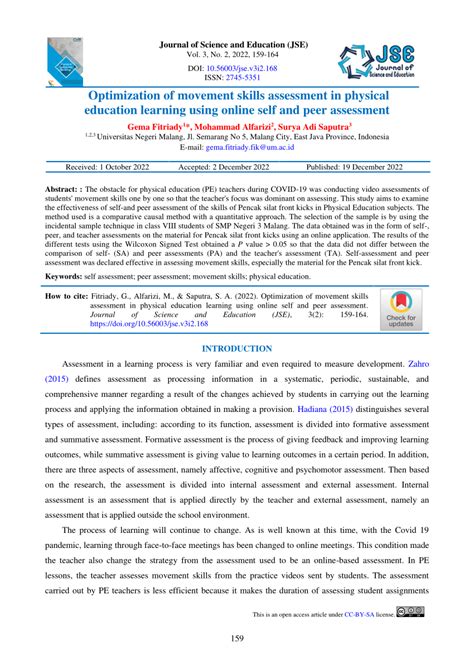 PDF Optimization Of Movement Skills Assessment In Physical Education Learning Using Online