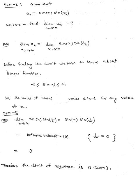 [solved] find the limit of a sequence an sin n sin 1 n if the limit