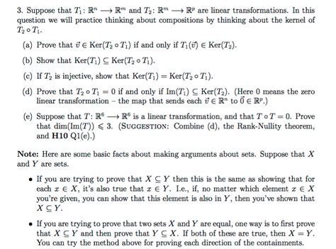 Solved Suppose That T 1 R N Rightarrow R M And T 2 R M