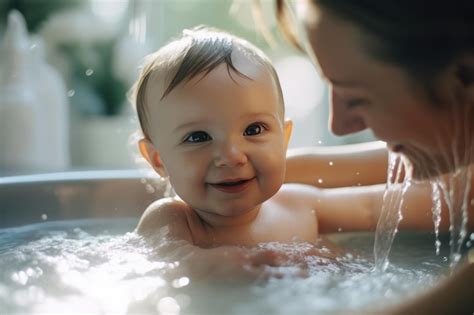 Premium Ai Image Tender Moments In The Bath Mothers Love And Care