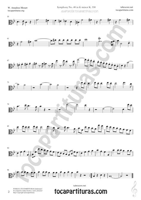 Tubescore 40º Symphony By Mozart Sheet Music For Flute Violin Alto