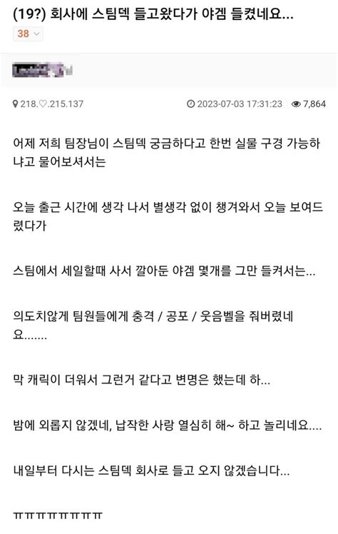 회사에 스팀덱 들고갔다가 야겜 들킴