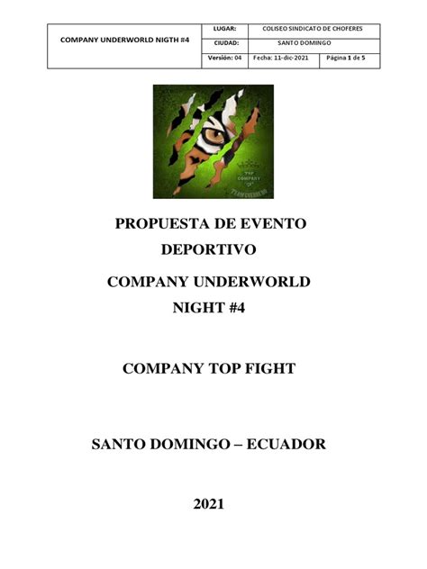 Propuesta Evento Deportivo Underworld Night Pdf