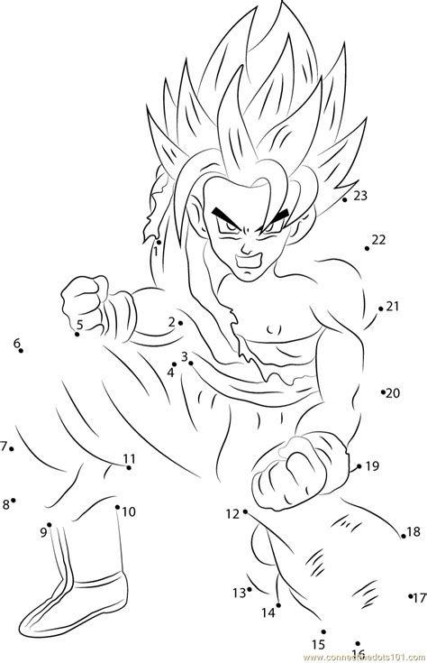 Son Goku Dragon Ball Z Dot To Dot Printable Worksheet Connect The Dots