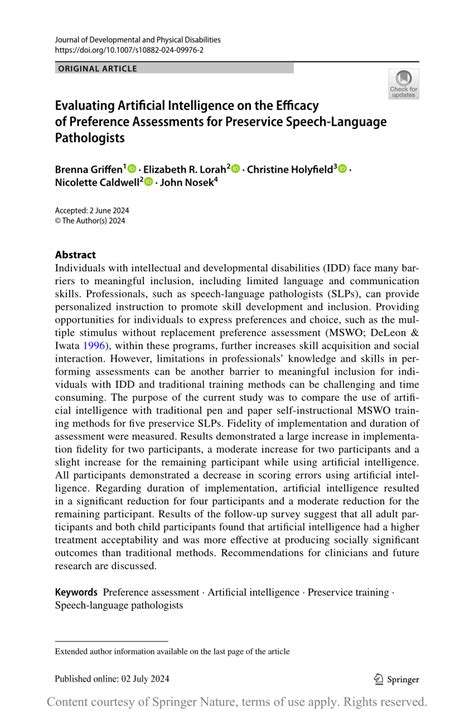 Pdf Evaluating Artificial Intelligence On The Efficacy Of Preference Assessments For