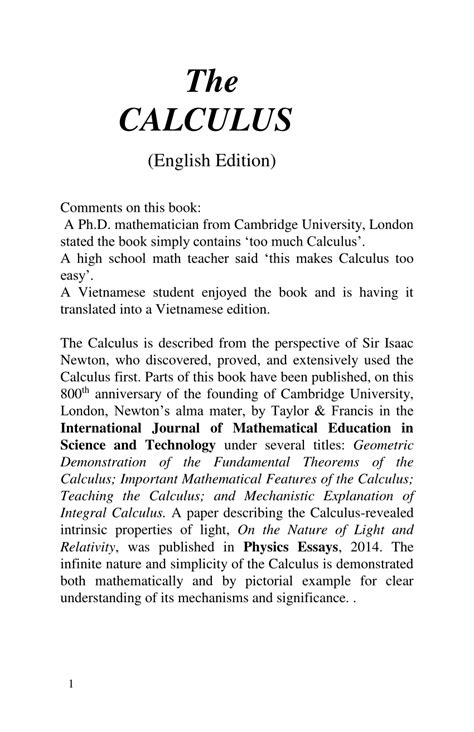 Pdf Teaching The Calculus