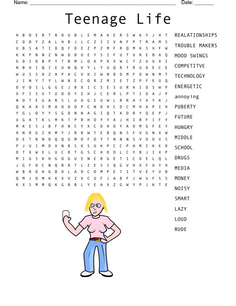 Teenagers Word Search Wordmint