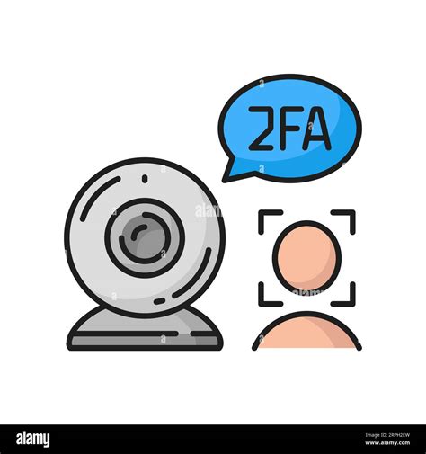 2fa Two Factor Verification On Camera Face Check Color Icon Vector