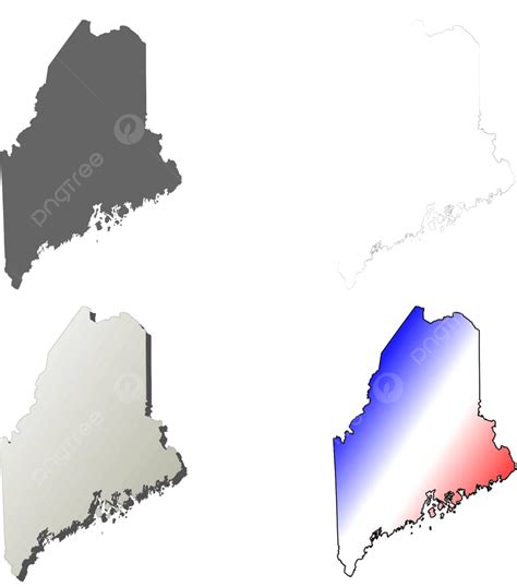 Maine Outline Map Set New England Map Silhouette Map Map Of Maine Vector New England Map