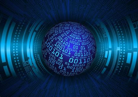 Premium Vector World Binary Circuit Board Future Technology Blue Hud Cyber Security Concept