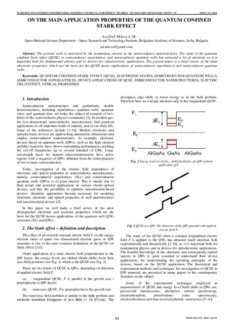 Pdf On The Main Application Properties Of The Quantum Confined Stark Effect
