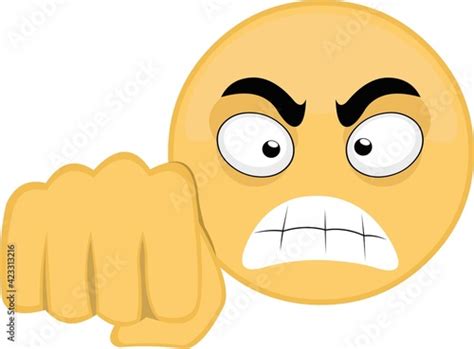 Vector Illustration Of Emoticon With An Angry Expression And Giving A
