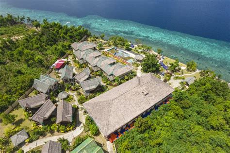 Drone Shot Of A Rustic Nipa Roofed Resort In Pangangan Island Calape Bohol Philippines