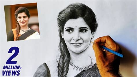 Actress Samantha Pencil Drawing Video How To Draw Live Art Chennai