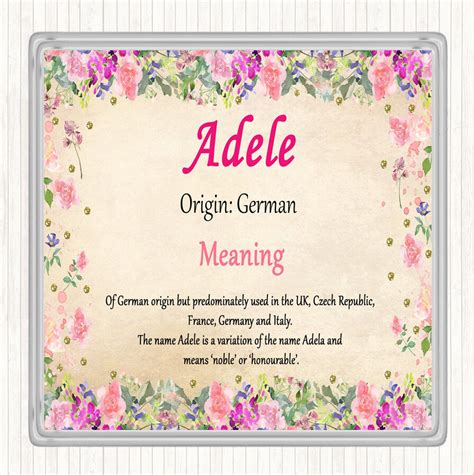 Adele Name Meaning Drinks Mat Coaster Floral Ebay Uk