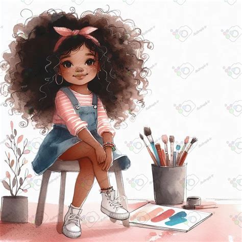 بک گراند کودکانه دختر ناز موفرفری با لوازم نقاشی کد 41062ویژه عکس گراف