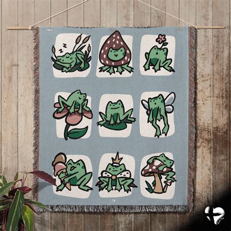 Cute Frog Tapestry Woven Blankets Thg 348wb Heart Teez
