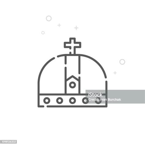 로얄 크라운 벡터 라인 아이콘 기호 그림 서명 밝은 추상 기하학적 배경 편집 가능한 스트로크 개성 개념에 대한 스톡 벡터 아트 및 기타 이미지 Istock