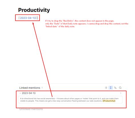 How Can I Drag And Drop Linked References Into The Linked Page Just