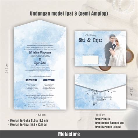 Jual Undangan Pernikahan Semi Amplop Lipat 3 Elegan Shopee Indonesia