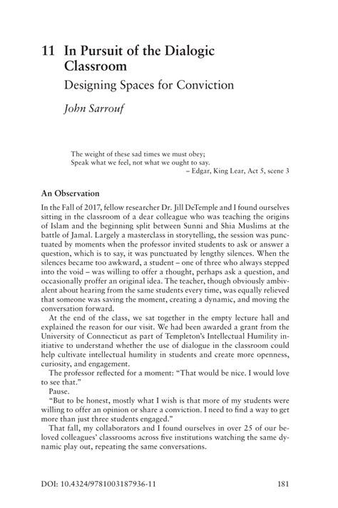 Pdf In Pursuit Of The Dialogic Classroom