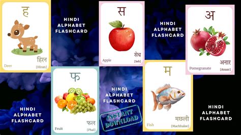 Hindi Alphabet Flashcard Both Vowels And Consonants Learning Hindi