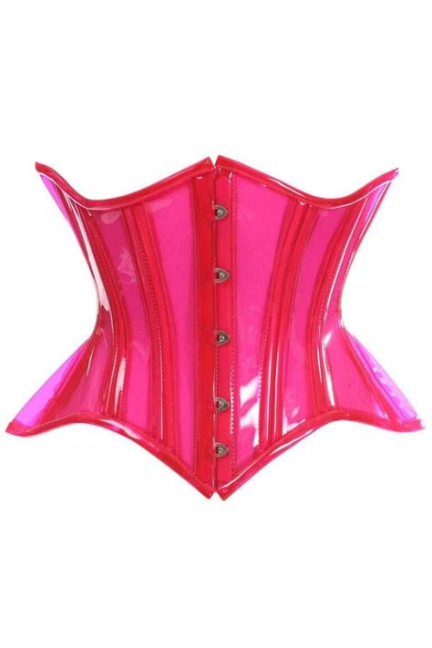 Half Corset Pink Pvc Curvy Waist Cincher Women Corset
