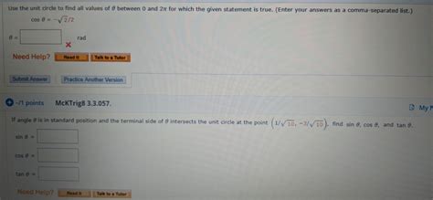 Solved Use The Unit Circle To Find All Values Of Theta