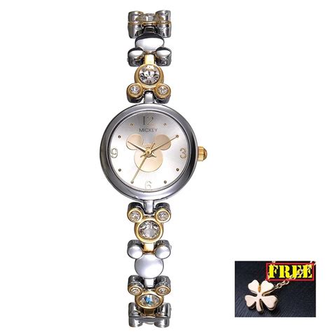 Роскошные модные женские часы с Микки Маусом стразы браслет из золота серебра стали женские