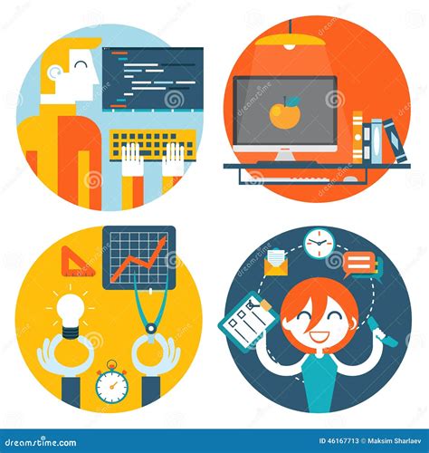 Web Studio Workplace Concept Internet Page Stock Vector Illustration