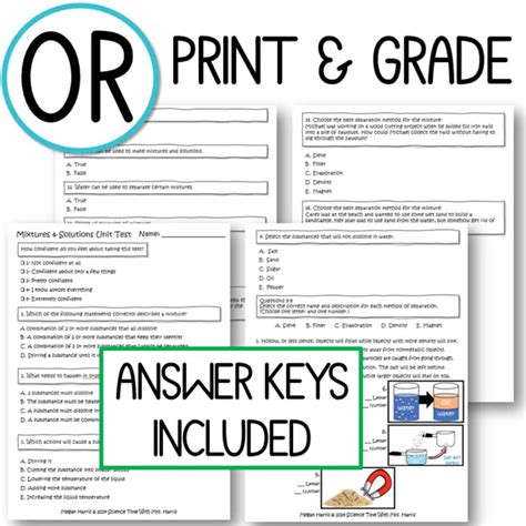 Mixtures And Solutions Unit Test Print And Digital Tpt