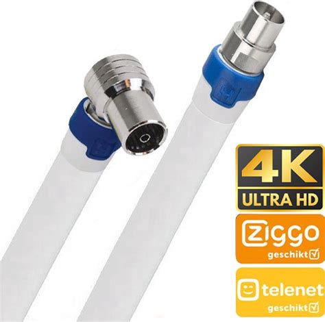 Coax Kabel Geschikt Voor Ziggo And Telenet Op De Hand Gemaakt 10 Meter Wit Iec 4g