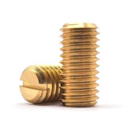 M8 X 10mm Slotted Flat Point Grub Screws Din 551 Brass