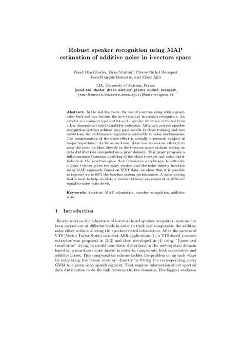 Robust Speaker Recognition Using Map Estimation Of Additive Noise In I