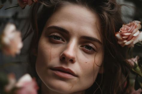 Premium Photo A Woman With A Tear Drop On Her Face