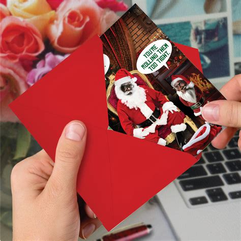 unlit black santa stiff joints funny merry christmas greeting card