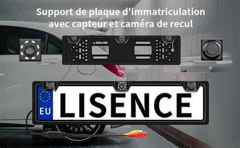 Caméra De Recul Support De Plaque Dimmatriculation Avec 2 Capteurs De