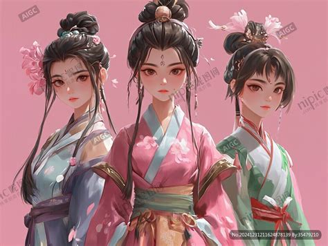 ai创作图古风仕女宫女 卡通古装 漫画汉服 古装人设 汉服女插画 卡通古装女生 古装小姐姐 宫中宫女 古代宫女 汉服卡通女孩 原创厚涂 丫鬟髻