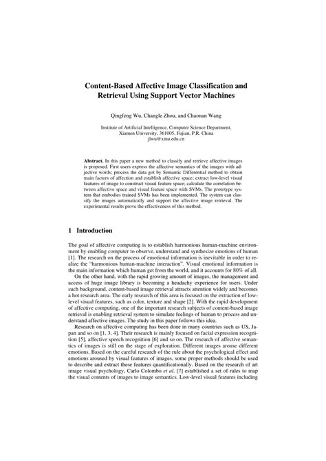 Pdf Content Based Affective Image Classification And Retrieval Using