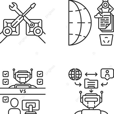 Rpa Linear Icons Set Data Icon Employee Vector Data Icon Employee