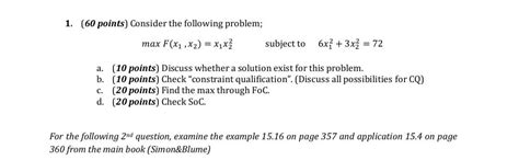 Solved 1 60 Points Consider The Following Problem Max