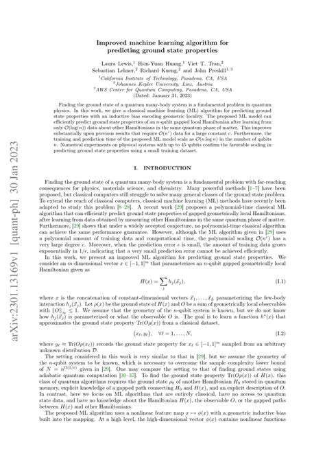(PDF) Improved machine learning algorithm for predicting ground state properties