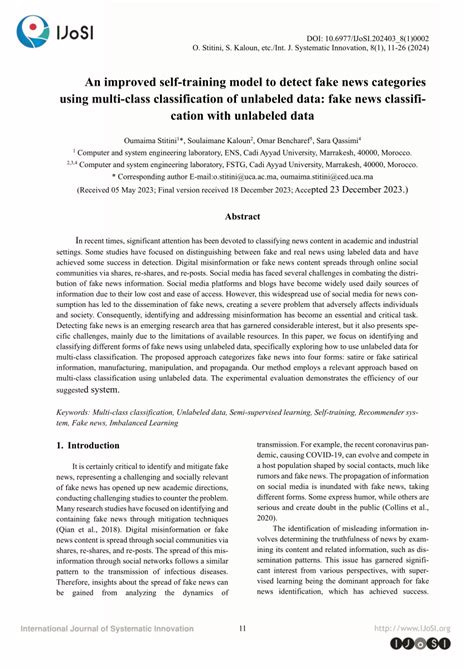 Pdf An Improved Self Training Model To Detect Fake News Categories