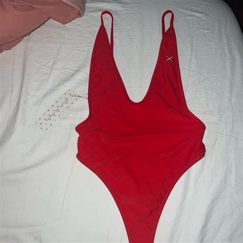 Boutine Los Angeles Red Retro One Piece Color Red Depop