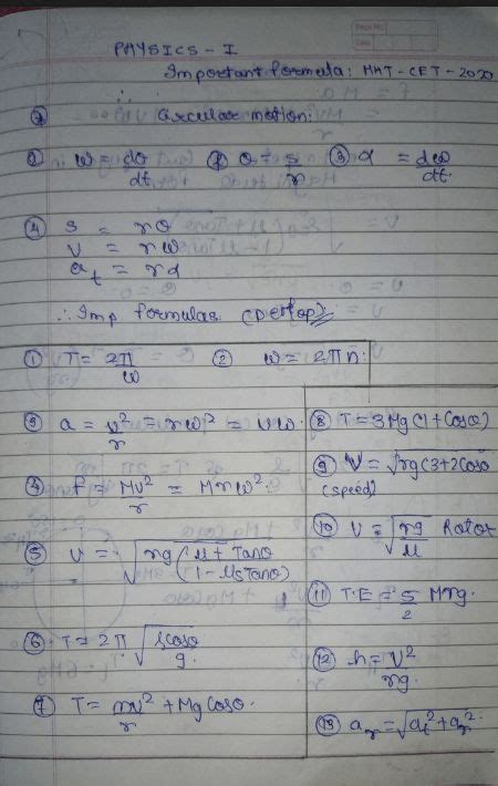 PHYSICS CLASS FORMULAS BOOK FOR BOARD AND MHTCET Physics Physics Formulas Physical Science