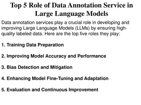 ppt top 5 role of data annotation service in large language models