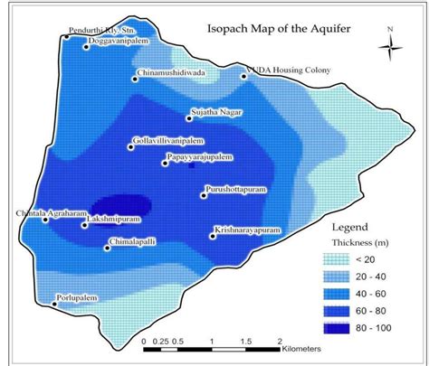 Isopach Map Of The Aquifer Showing The Thickness Of The