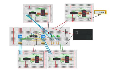 Circuit Design Sumador 4bits Tinkercad